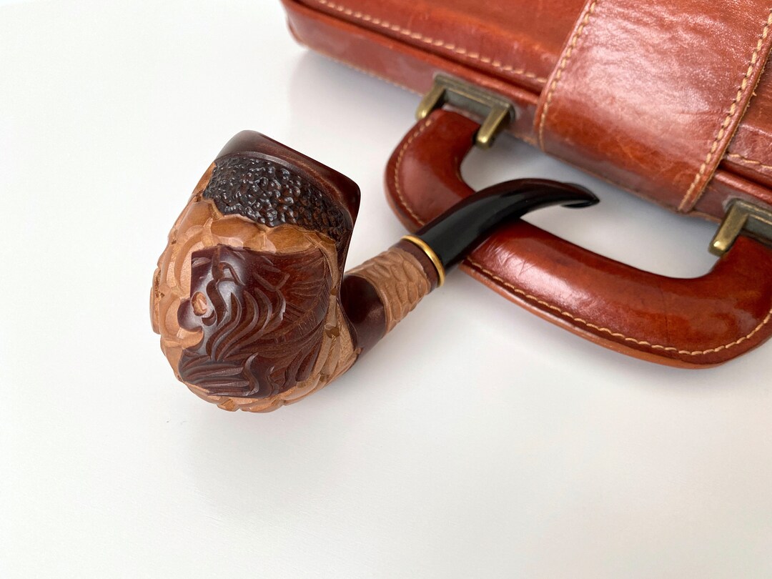Handmade Tobacco Pipe Lions Head on the Stone Tobacco Bowl Tobacco Gift ...