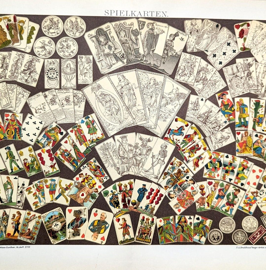 Playing Cards Antique Print From 1897 Vintage Lithograph Tarot Cards ...