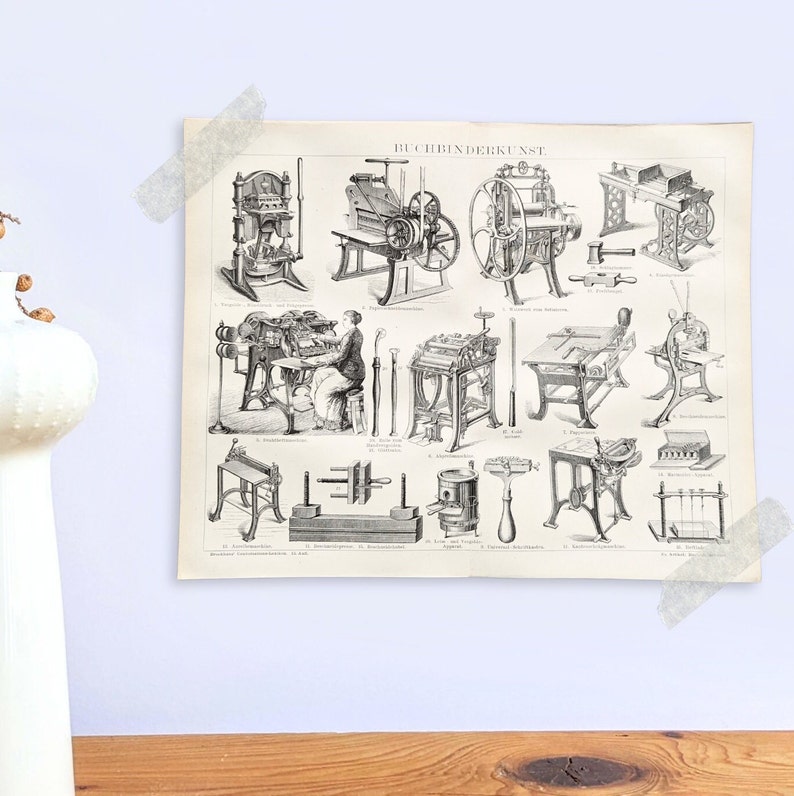 Bookbinding Antique Lithograph From 1883 Vintage Poster Original ...