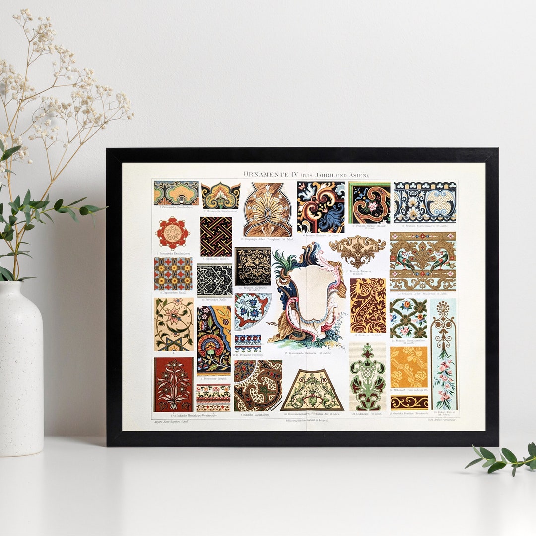 Ornaments Old Print Antique Illustration Floral Patterns Vintage ...