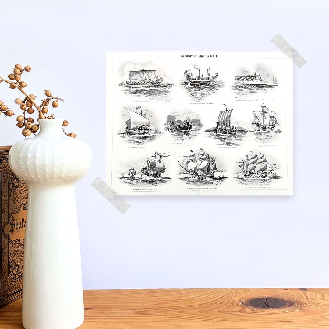 Ships Antique Print From 1897 Vintage Poster Original Ship Types ...