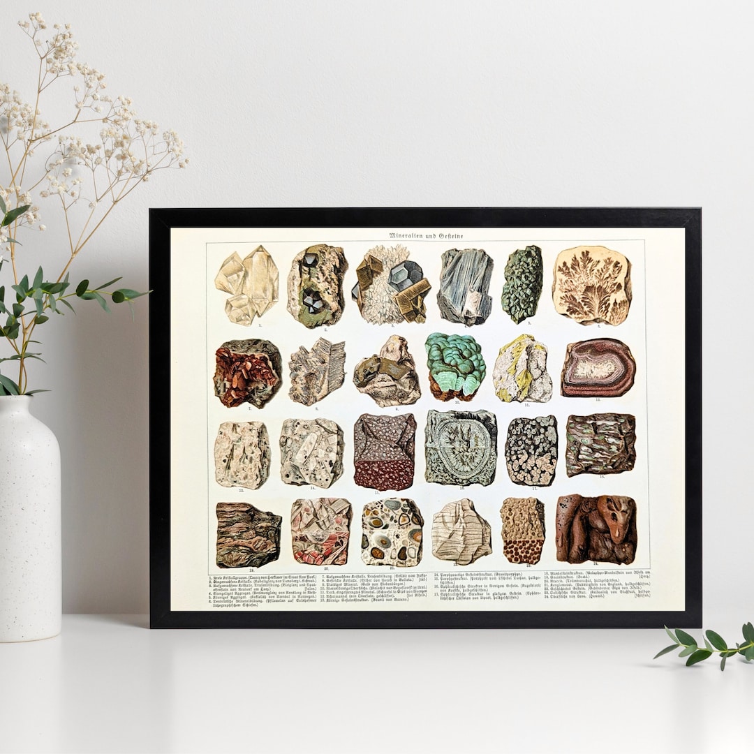 Minerals Original Lithograph From 1927 Vintage Poster Original Rocks ...