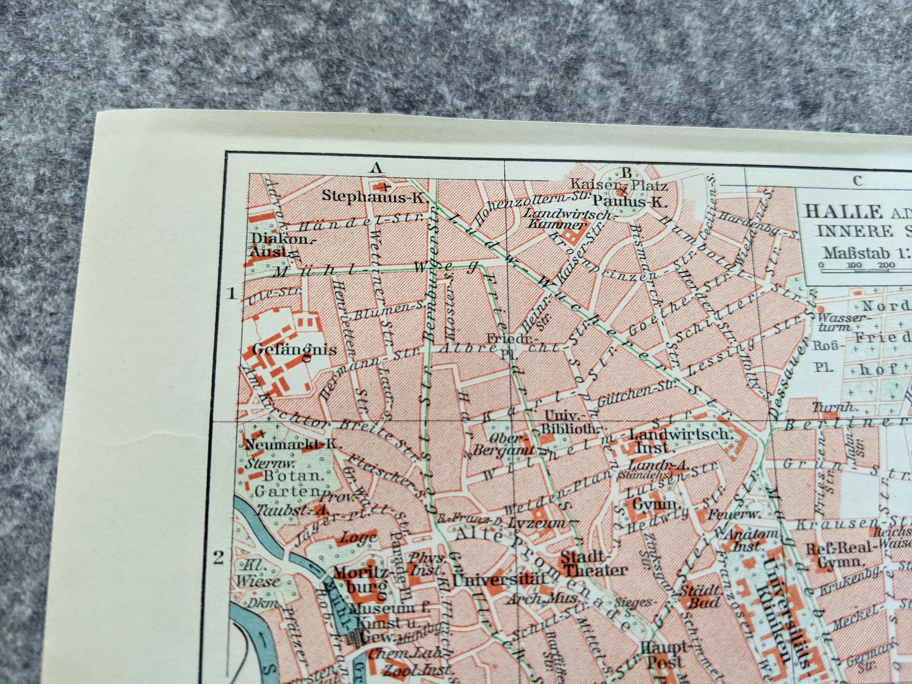 Halle Antique City Map From 1927 Vintage Poster Original - Etsy