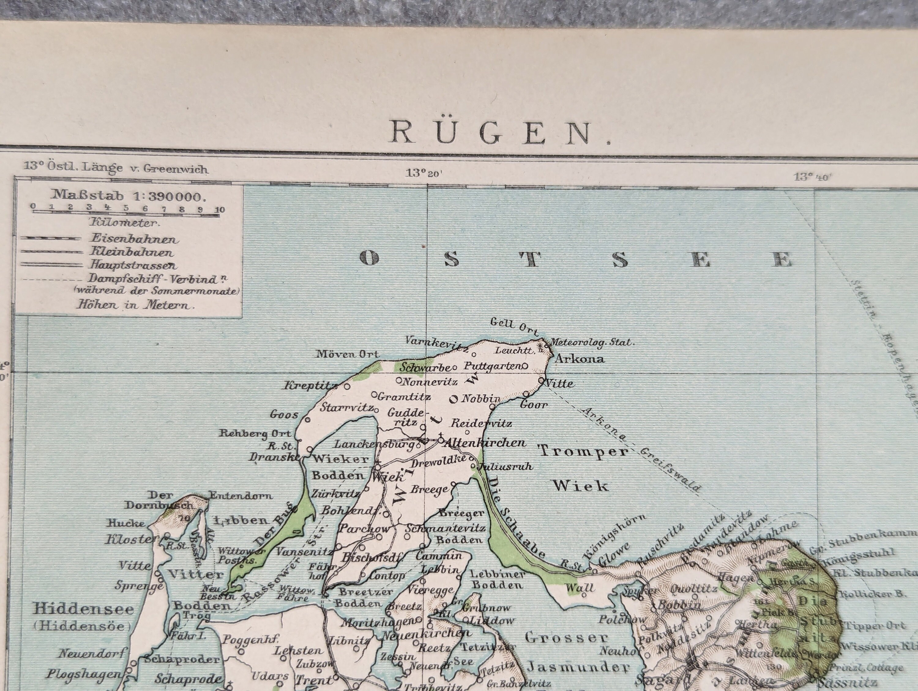 Rügen Antique Map From 1893 Vintage Poster Original Lithograph ...