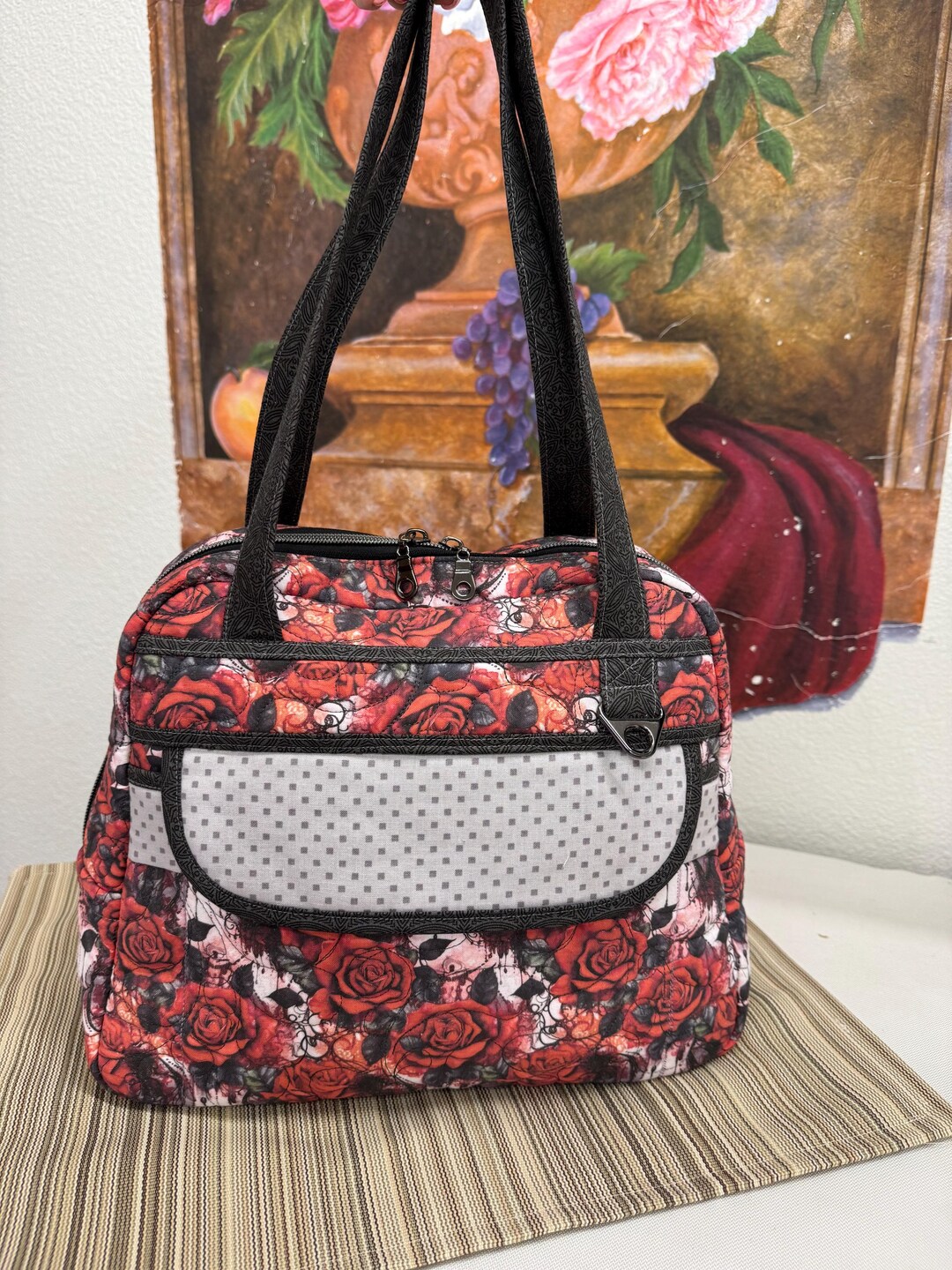 Gothic Red Rose Quilted Shoulder Bag - Etsy
