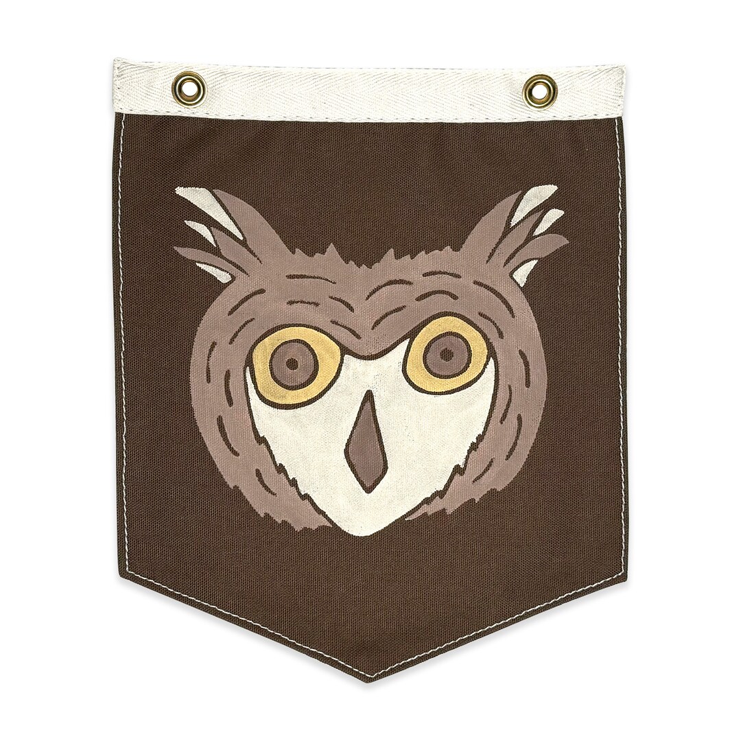Owl Folk Art Canvas Camp Flag - Etsy