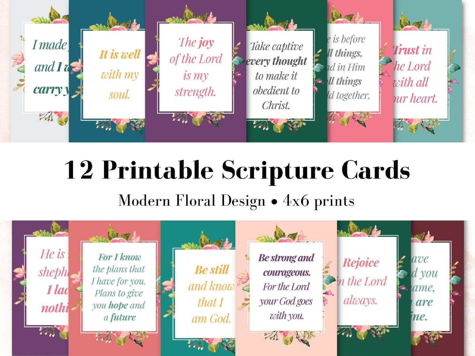 Printable Scripture Cards, Bible Verse Cards, Christian Encouragement ...