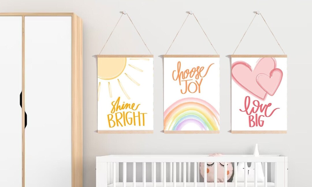 Nursery Print Set, 3 Pieces of Baby Art, Children's Wall Art Set, Sun ...