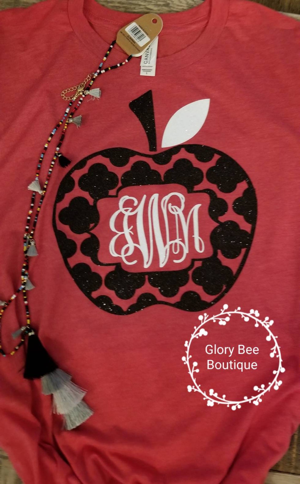 Monogram Apple Teacher Shirt Teacher Tees Monogram Teacher - Etsy