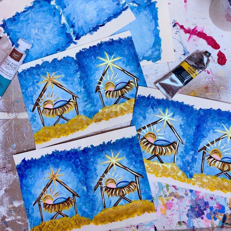 Hand Painted Manger Scene in Acrylic Frame - Etsy