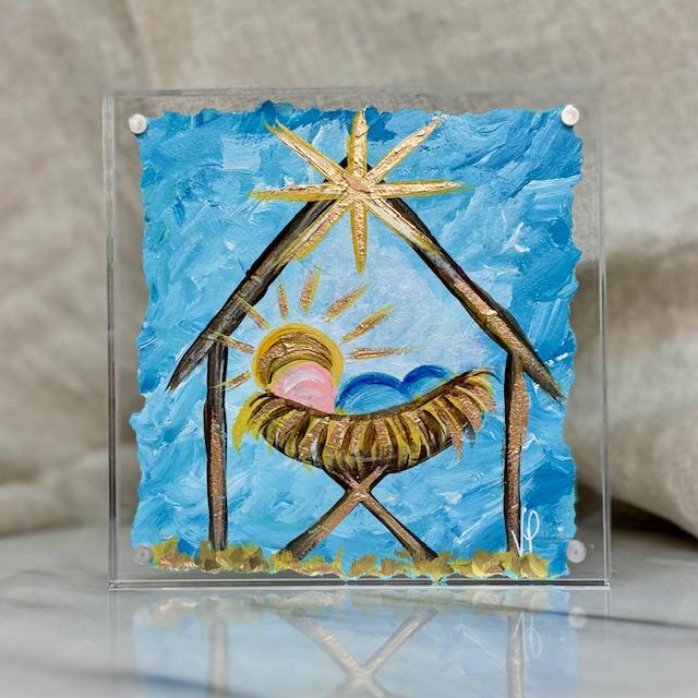Hand Painted Manger Scene in Acrylic Frame - Etsy