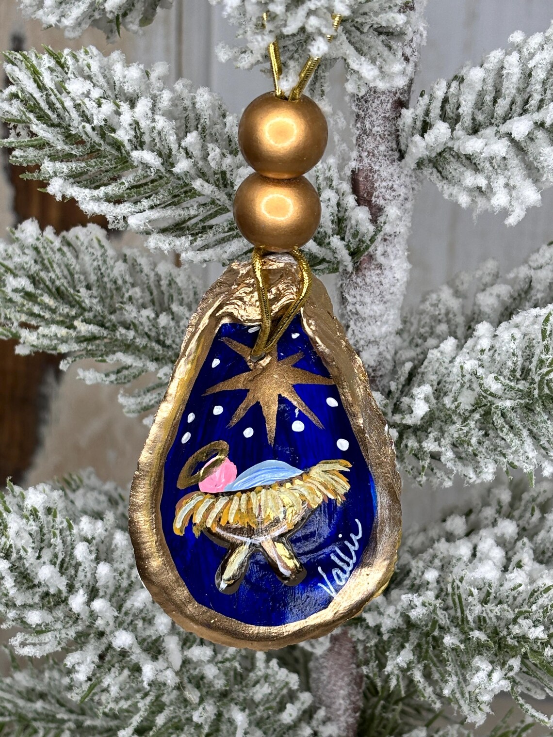 Hand Painted Oyster Shell Nativity Ornament - Etsy