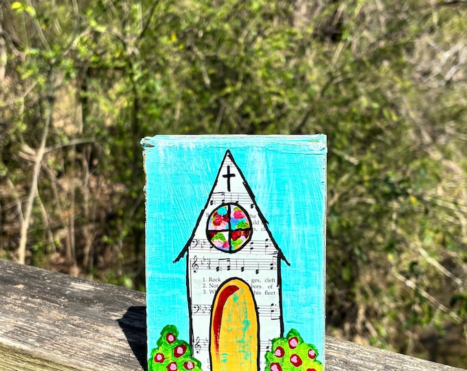 Hand-painted Church Blocks – Hymnal Sheet Art – Rustic Christian Home ...