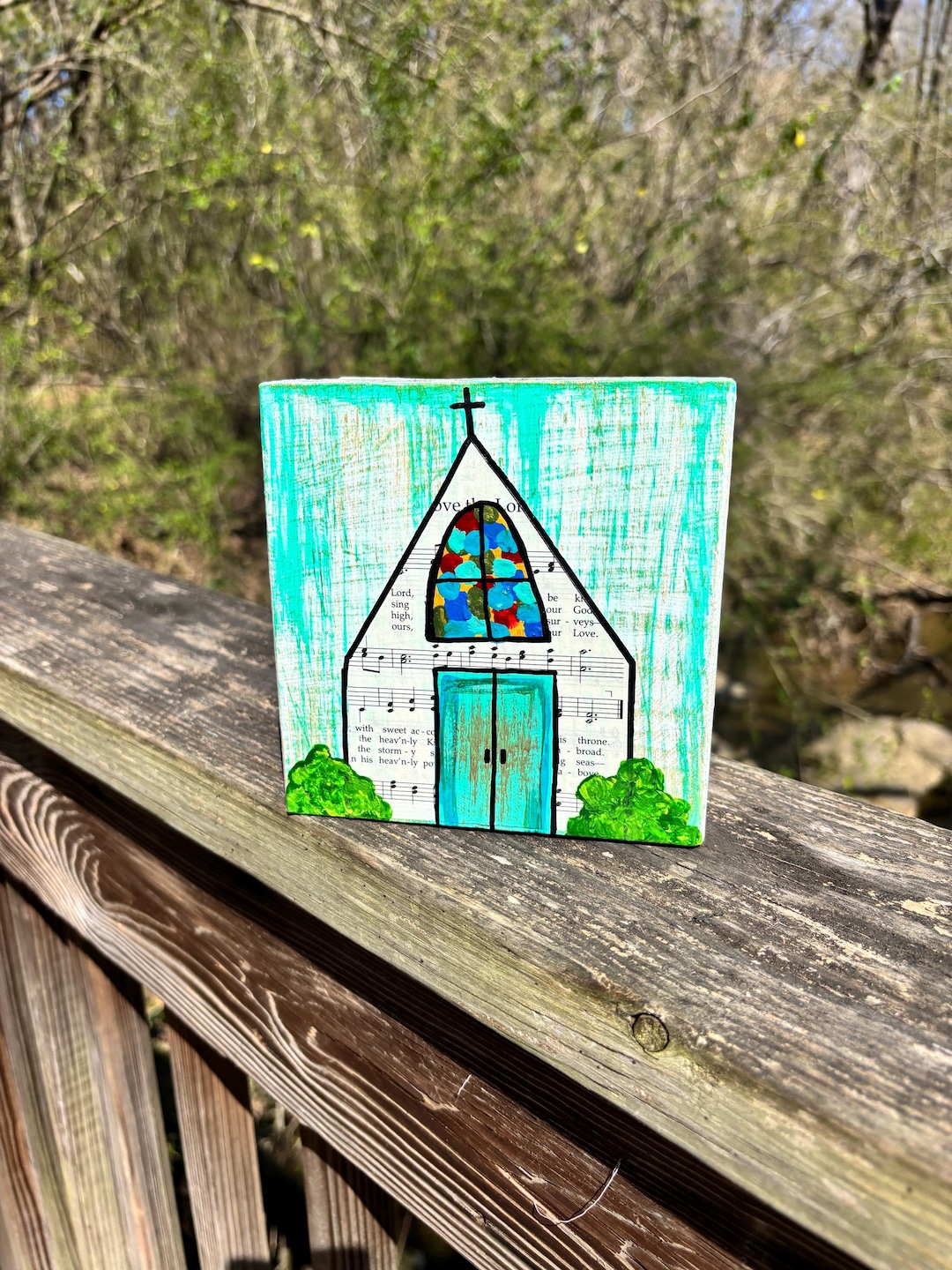 Hand-painted Church Blocks – Hymnal Sheet Art – Rustic Christian Home ...