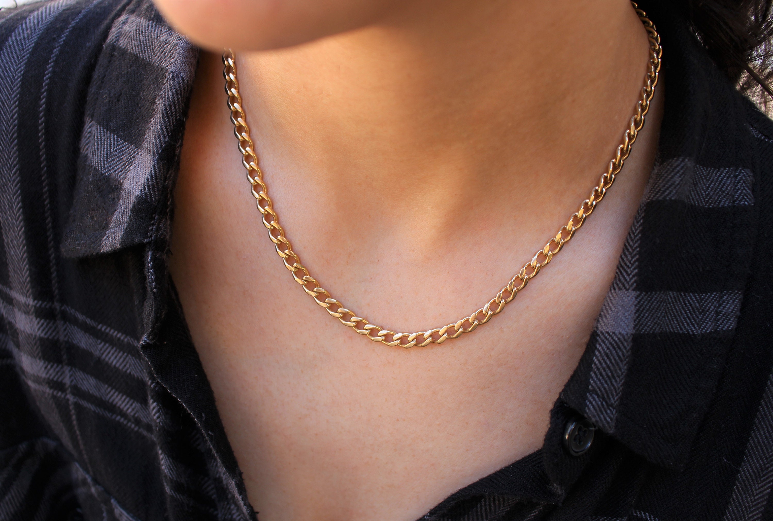 Trendy Curb Chain Necklace Thick Chain Necklace Chunky Chain | Etsy