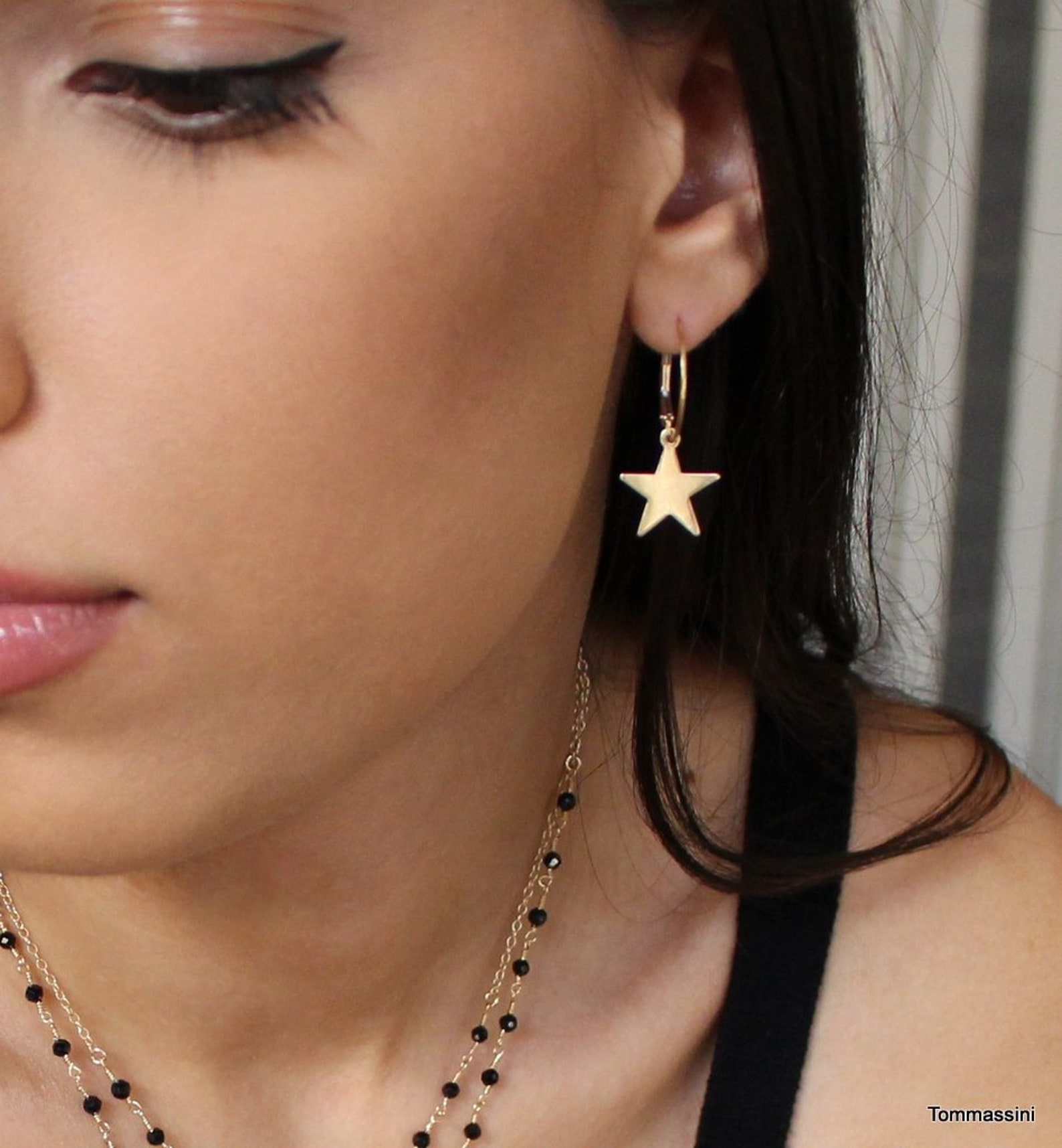 Dangle Star Earrings Star Hoop Earrings Dainty Star - Etsy