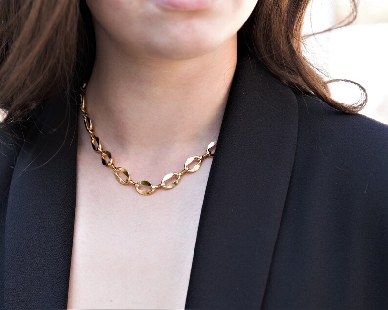 Modern Chunky Link Chain Necklace Gold Big Link Choker Large | Etsy