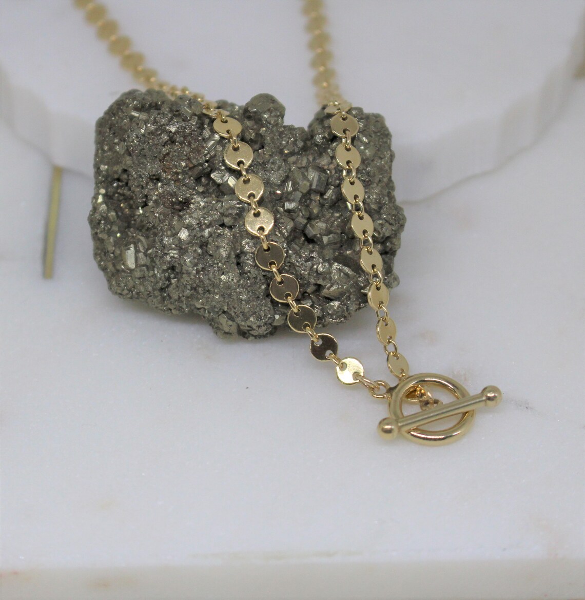 Gold Chunky Disc Chain Necklace Disc Chain Toggle Layering - Etsy