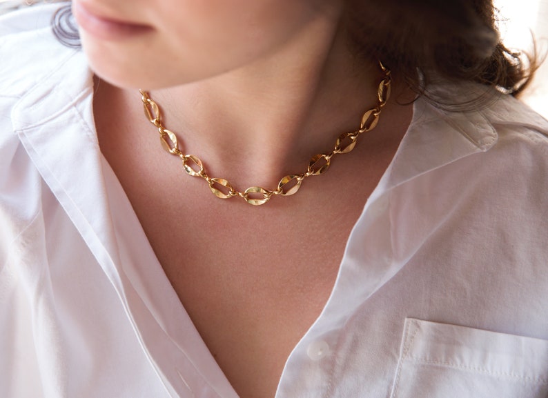 Modern Chunky Link Chain Necklace Gold Big Link Choker Large - Etsy