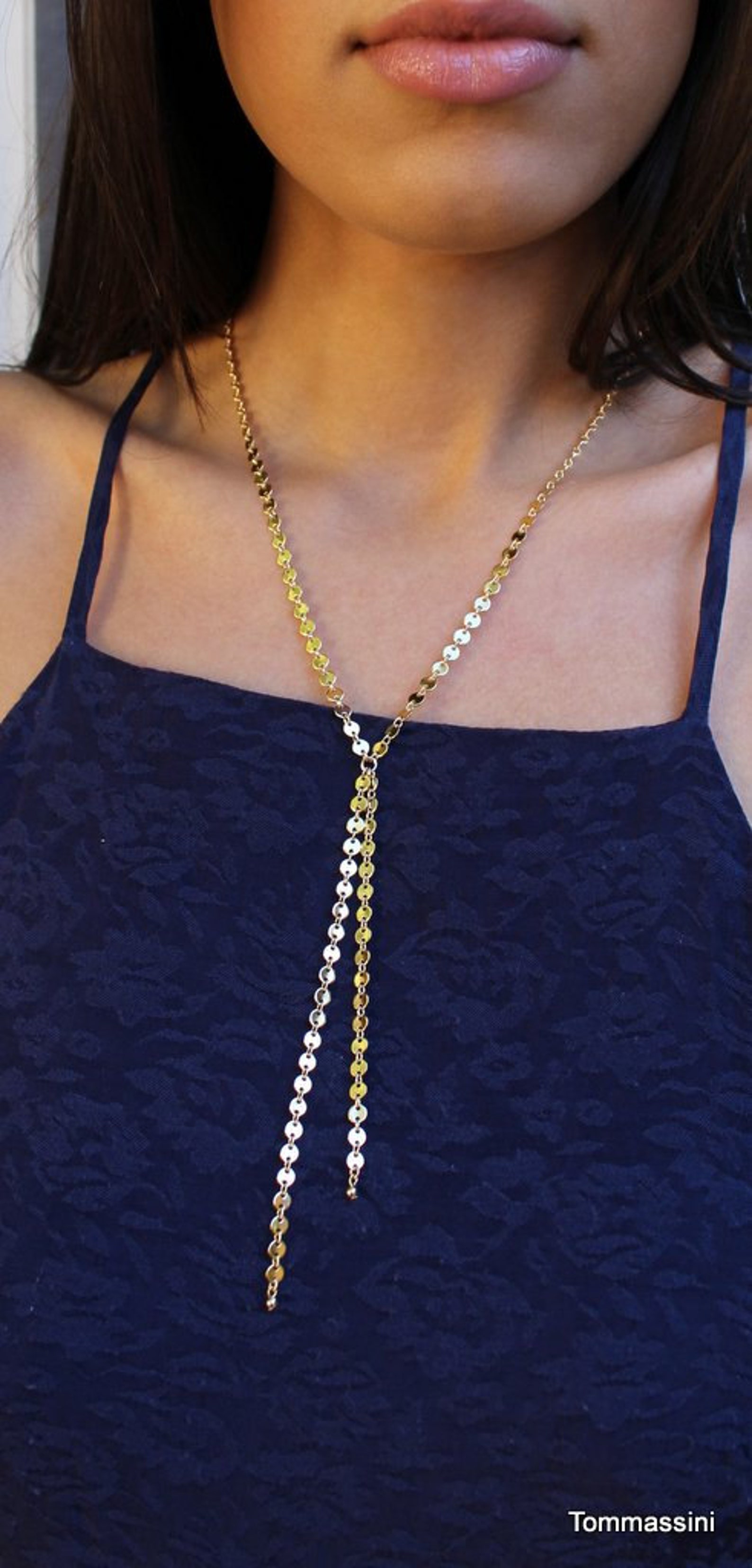 Coin Chain Y Necklace Drop Necklacelayered Necklace Gold - Etsy