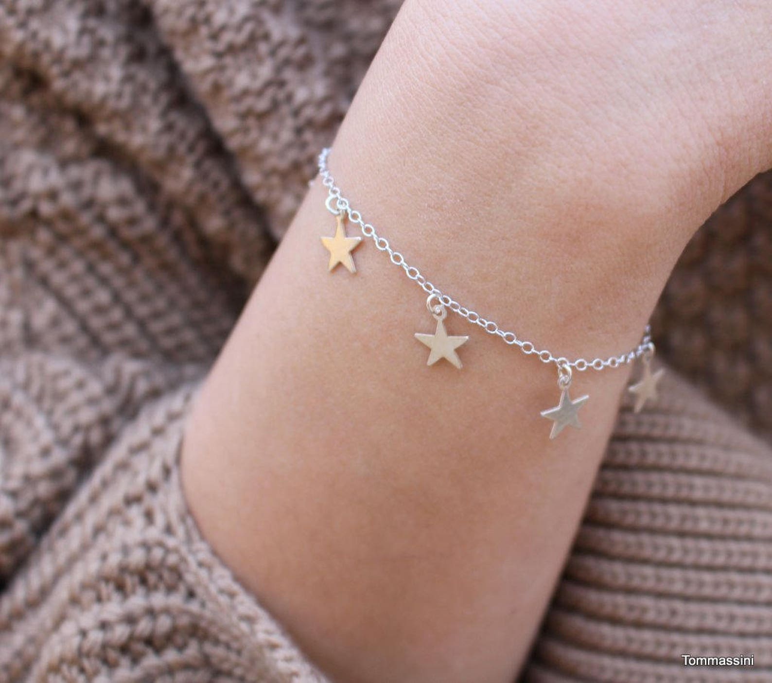 Dangle Star Bracelet Star Charm Bracelet Dainty Gold - Etsy