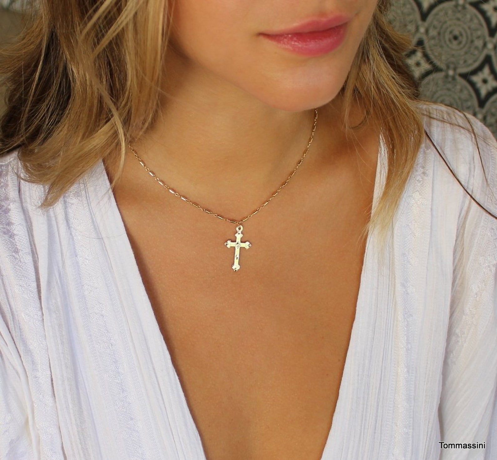Delicate Cross Necklace Layered Cross Necklace Dainty Cross - Etsy