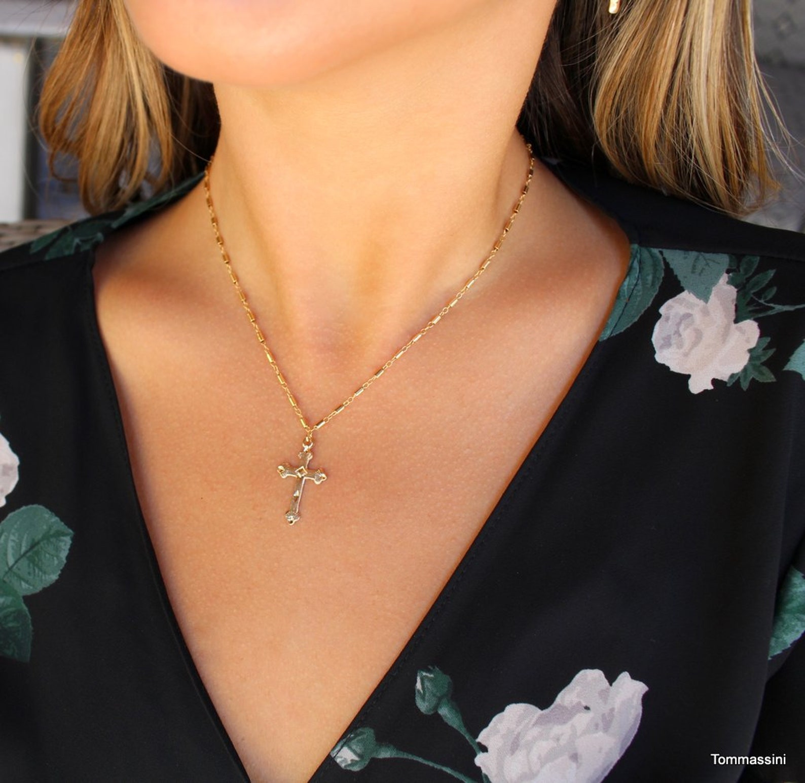 Delicate Cross Necklace Layered Cross Necklace Dainty Cross - Etsy