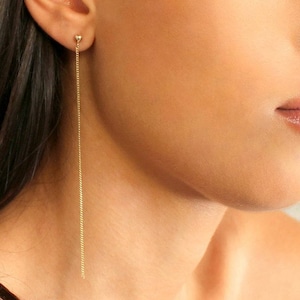 Long Dangle Chain Earrings, Dainty Chain Earrings, Gold Chain Drop Earrings, Drop Chain Earrings ...