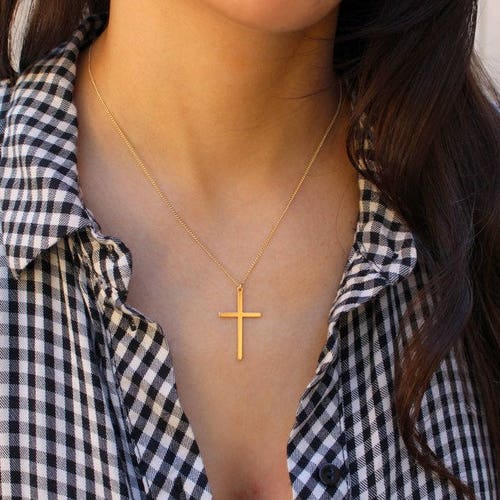 Thin Gold Delicate Cross Necklace Simple Skinny Cross | Etsy