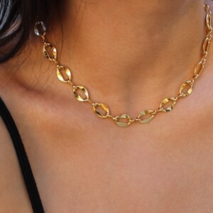 Modern Chunky Link Chain Necklace, Gold Big Link Choker, Large Link ...