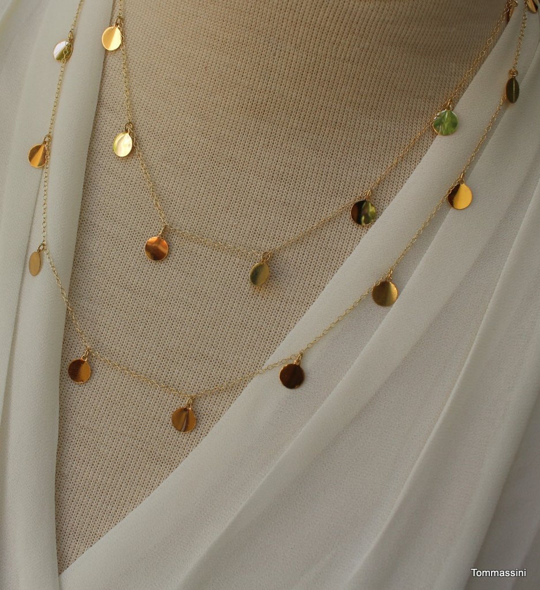 Long Disc Charm Necklace - "courtney" Cougar Town Inspired - Wrap ...