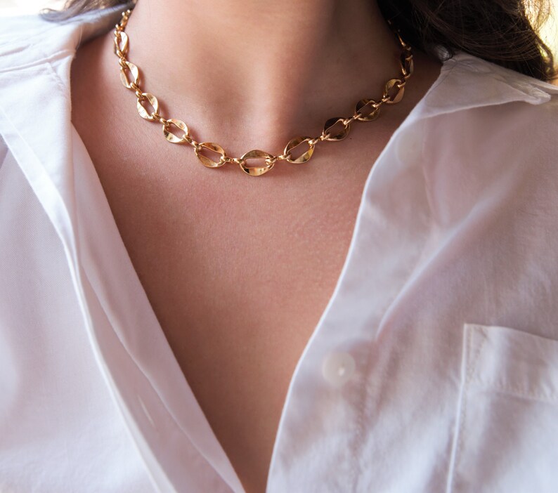Modern Chunky Link Chain Necklace Gold Big Link Choker Large | Etsy