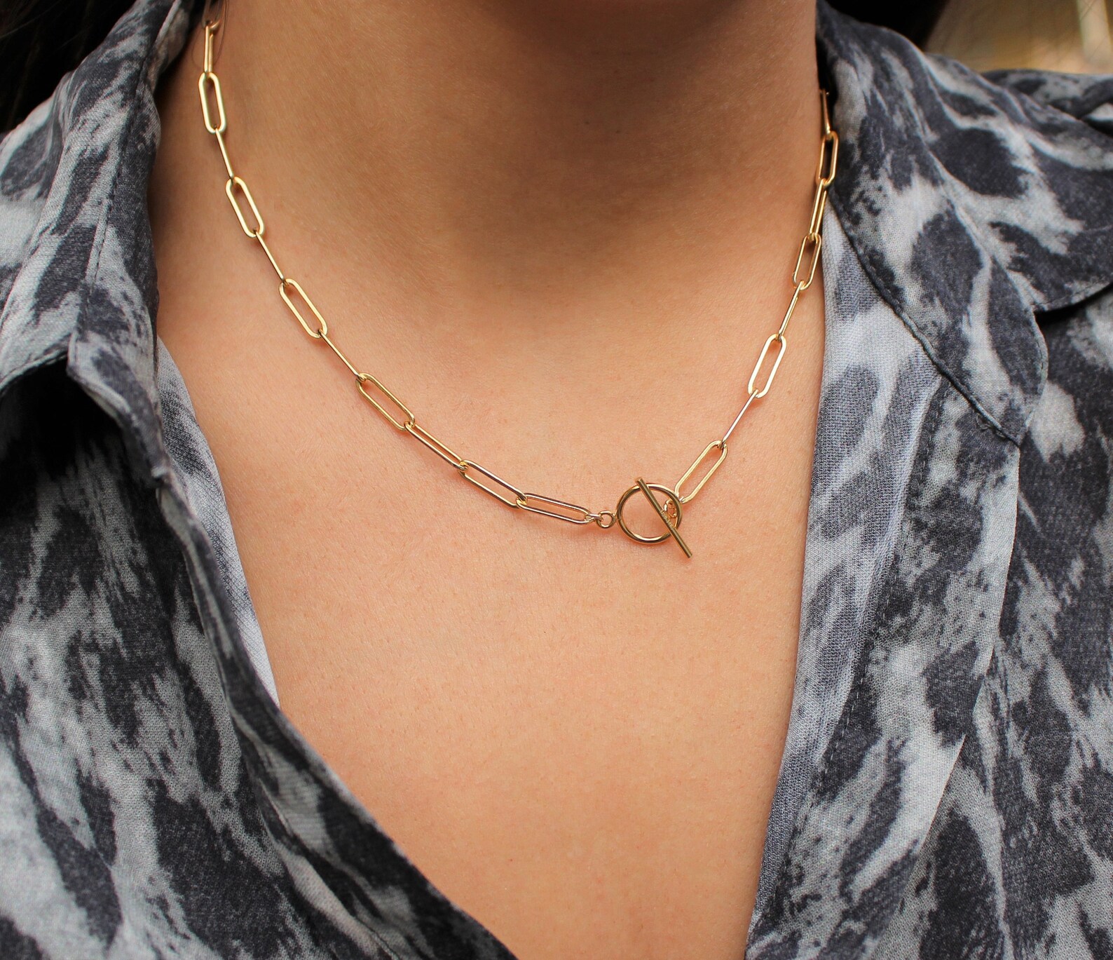 Link Chain Necklace Gold Link Chain Necklace 14k Gold | Etsy