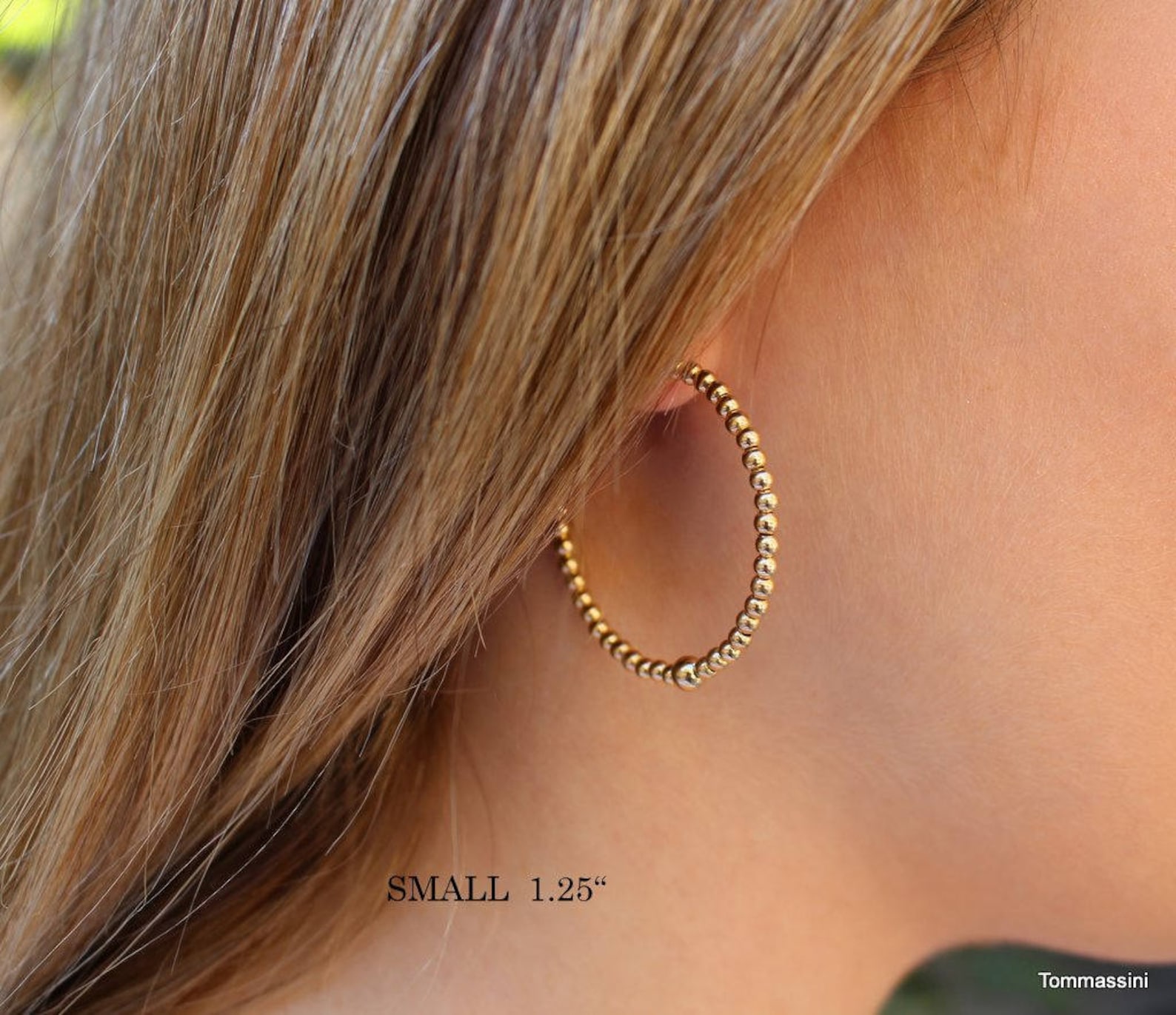 Beaded Hoop Earrings - 3mm Bead Gold Filled or Silver Huggie - Ball ...