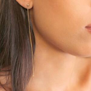 Long Dangle Chain Earrings, Dainty Chain Earrings, Gold Chain Drop Earrings, Drop Chain Earrings ...