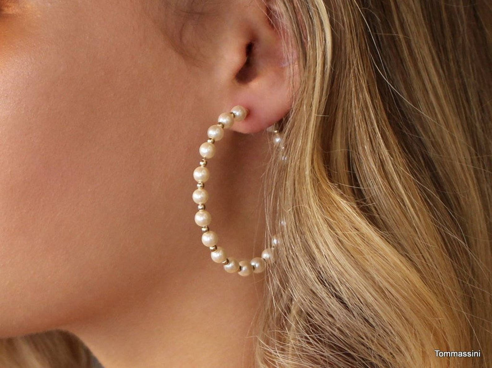 Pearl Hoop Earrings Hoop Earrings Hoops Earrings Gold - Etsy