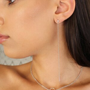 Long Dangle Chain Earrings, Dainty Chain Earrings, Gold Chain Drop Earrings, Drop Chain Earrings ...