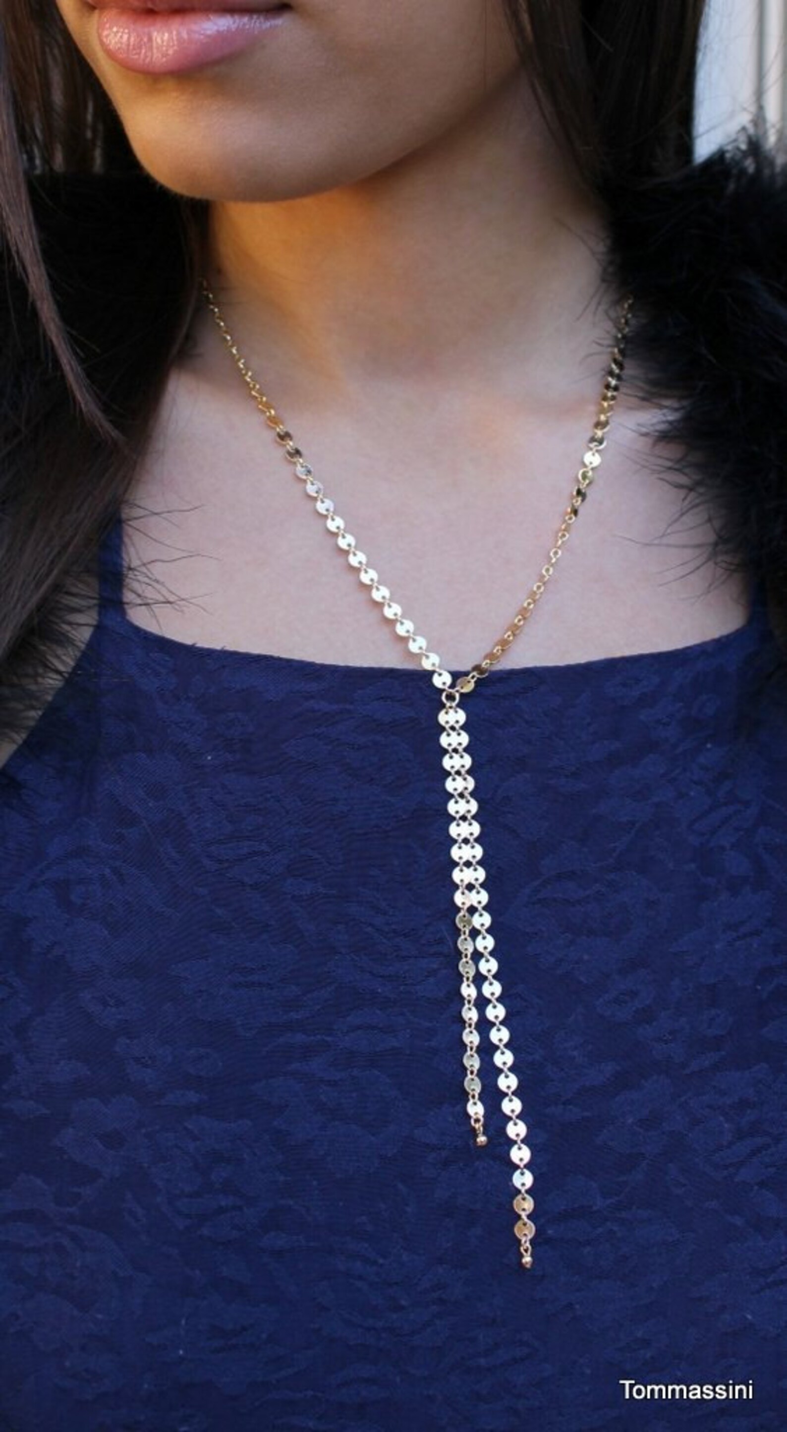 Coin Chain Y Necklace Drop Necklacelayered Necklace Gold - Etsy