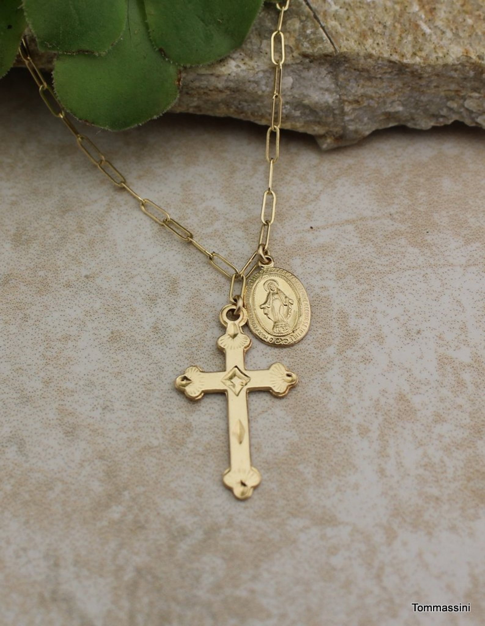 Layered Cross Necklace Cross & Saint Charm Necklace Mary - Etsy