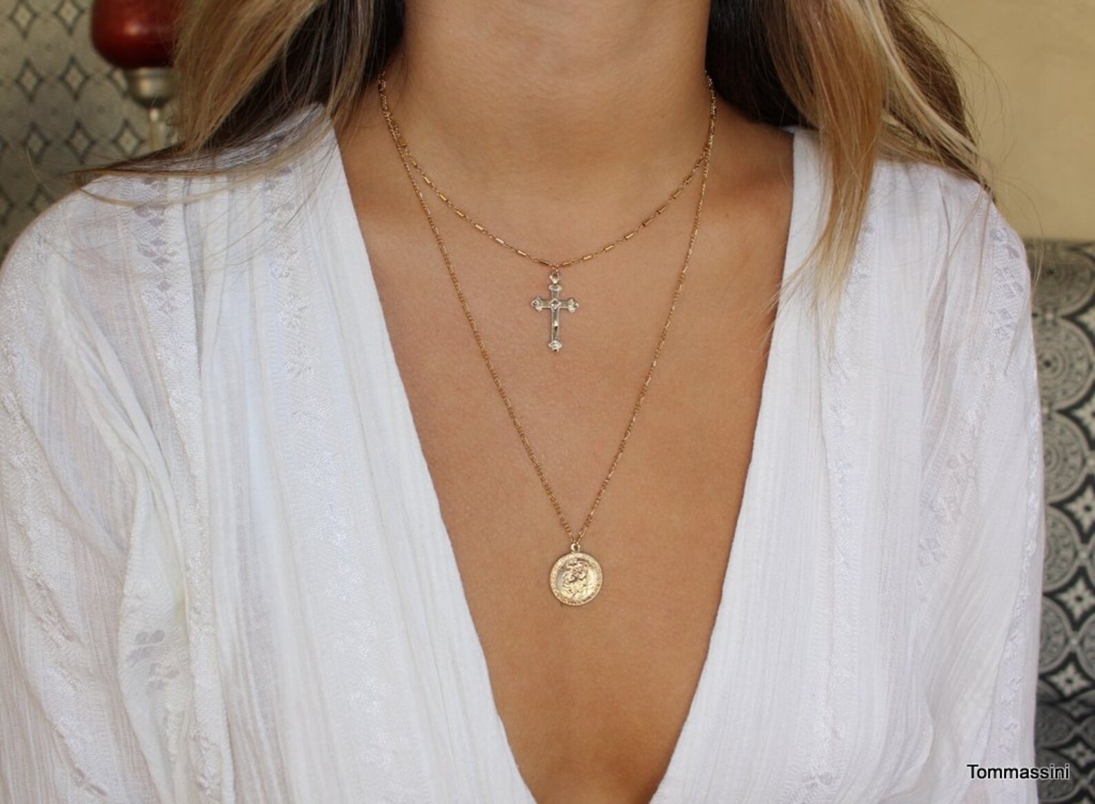 Delicate Cross Necklace Layered Cross Necklace Dainty Cross - Etsy