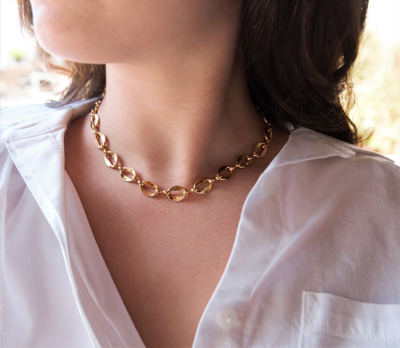 Modern Chunky Link Chain Necklace Gold Big Link Choker Large - Etsy