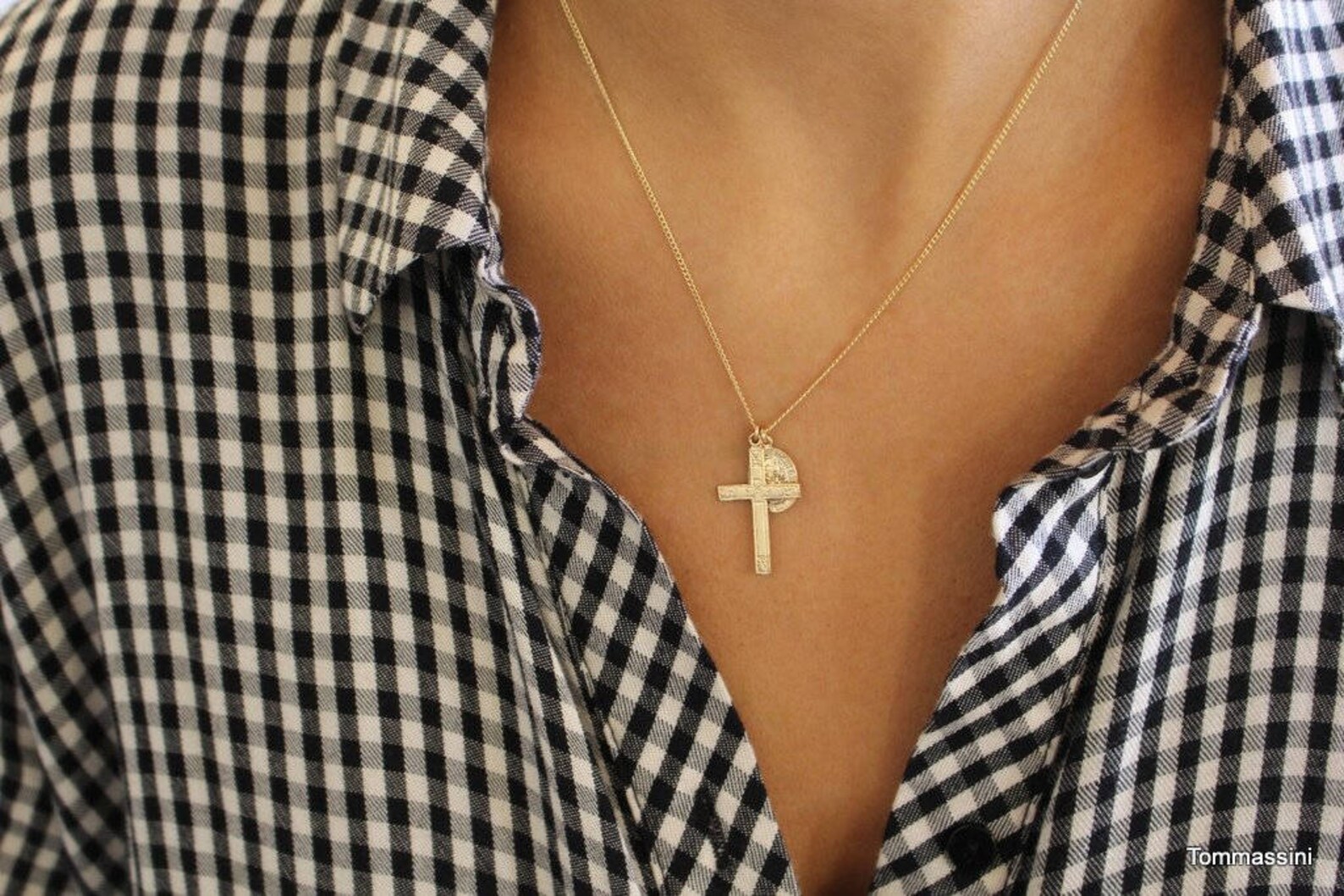 Saint Christopher and Cross Pendent Necklace Cross Necklace - Etsy