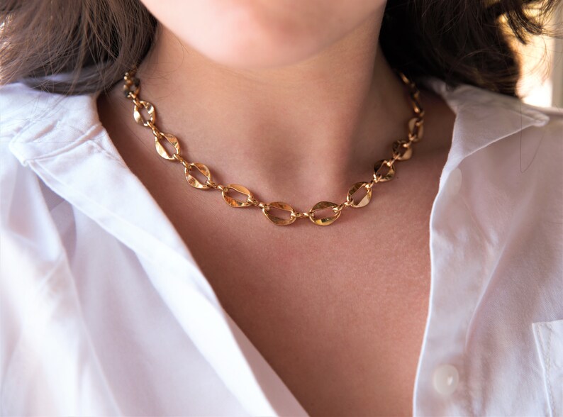 Modern Chunky Link Chain Necklace Gold Big Link Choker Large | Etsy