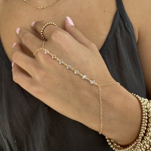 Gold Hand Chain Bracelet, Finger Chain Bracelet, Hand Chain, Layer Ring ...