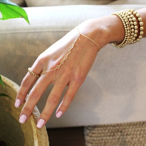 Gold Hand Chain Bracelet, Finger Chain Bracelet, Hand Chain, Layer Ring ...
