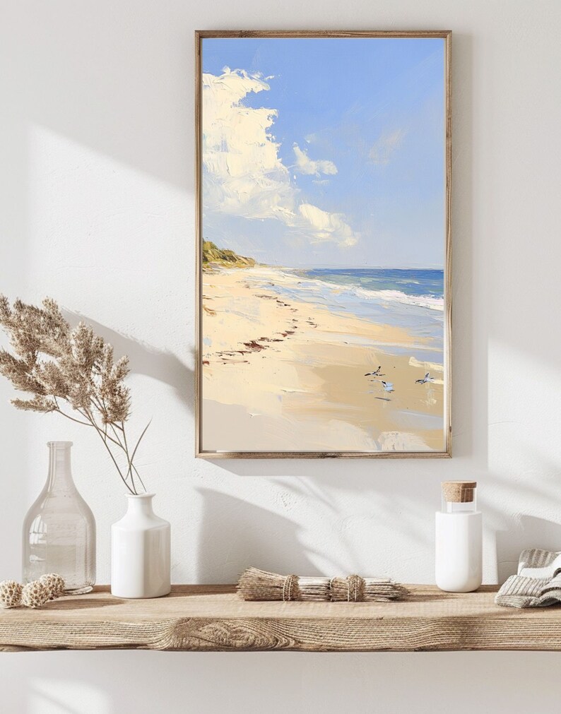 Neutral Beach Scene Print, PRINTABLE, DOWNLOAD, Coastal Decor, Digital ...