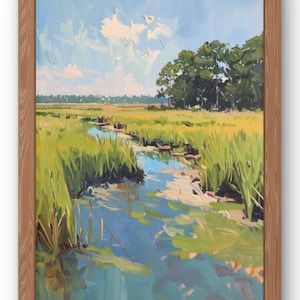 Salt Marsh Landscape Art Print: Coastal Painting (digital Download) - Etsy