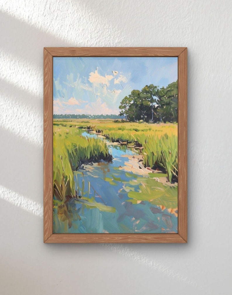 Salt Marsh Landscape Art Print: Coastal Painting (digital Download) - Etsy