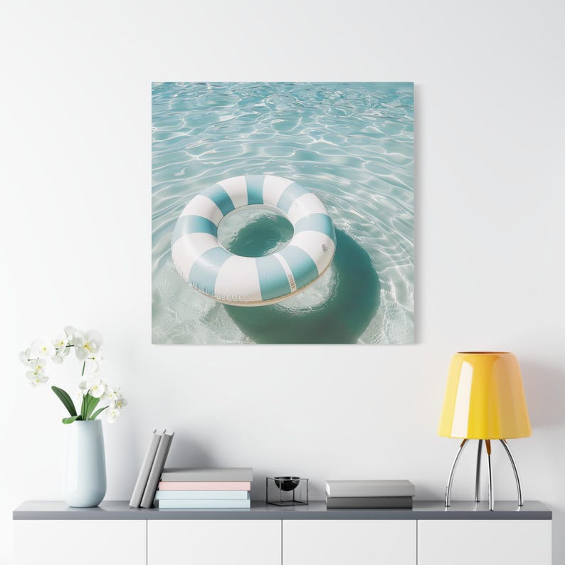 Blue White Striped Inner Tube Photo Print, Summer Pool Float, Beach ...