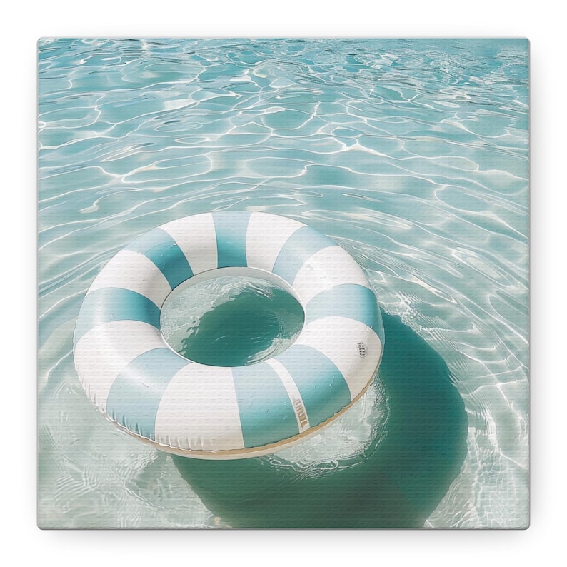 Blue White Striped Inner Tube Photo Print, Summer Pool Float, Beach ...